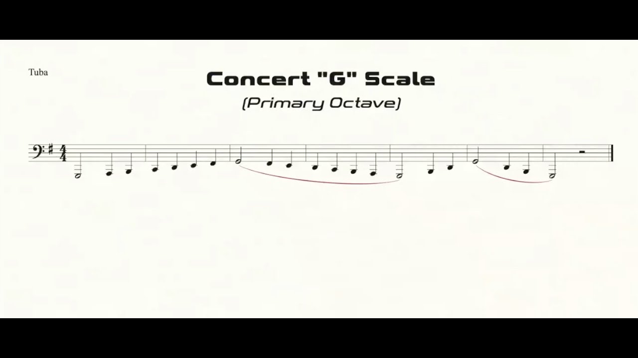 Tuba G Scale Practice in Half-Quarter All-State Pattern (primary octave ...