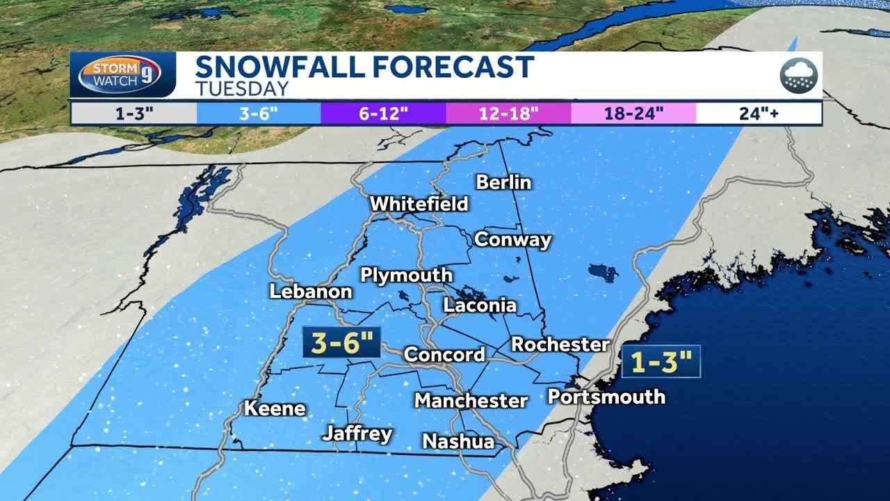 Light snow to accumulate Tuesday in New Hampshire - YouTube