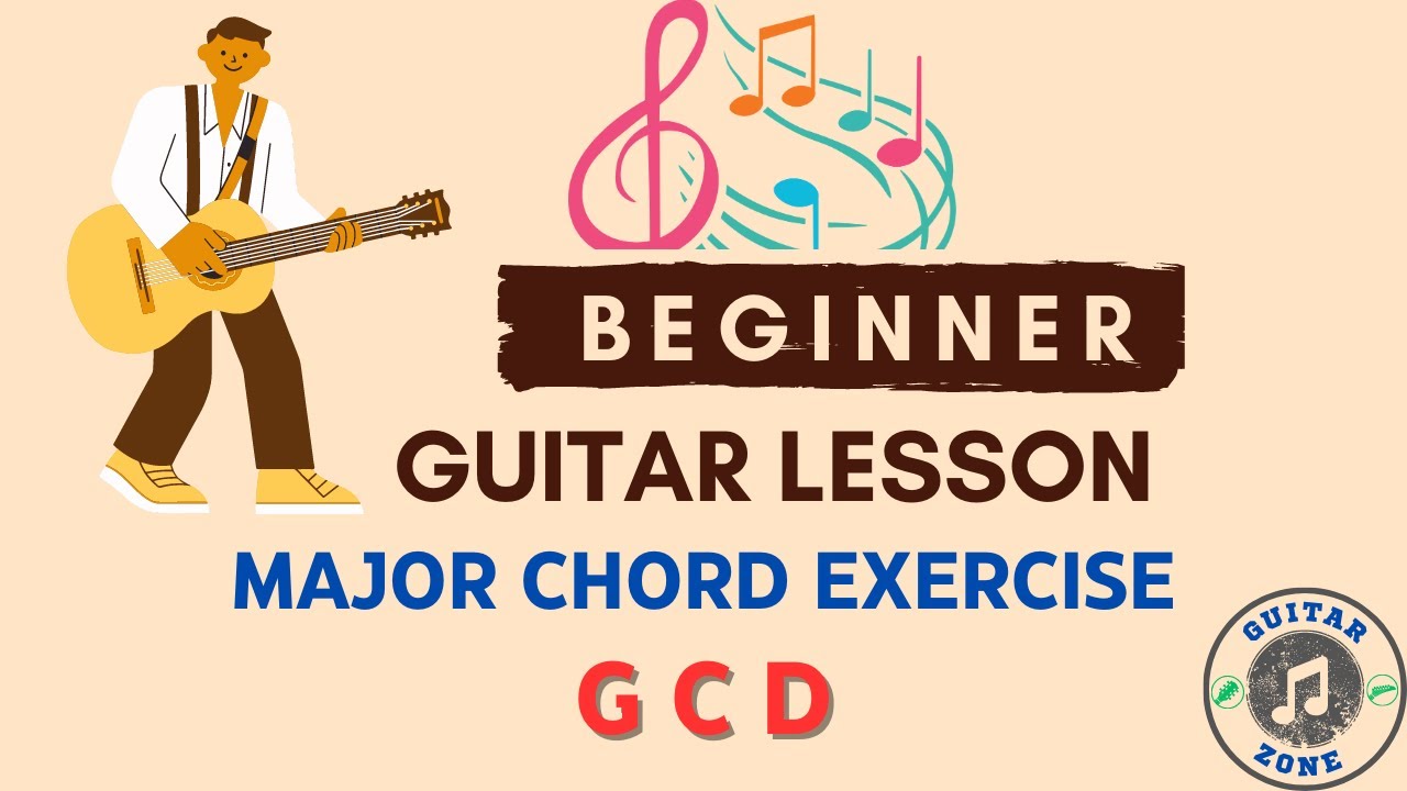 Beginner Guitar Lesson MAJOR CHORD EXERCISE G C D with backing track ...