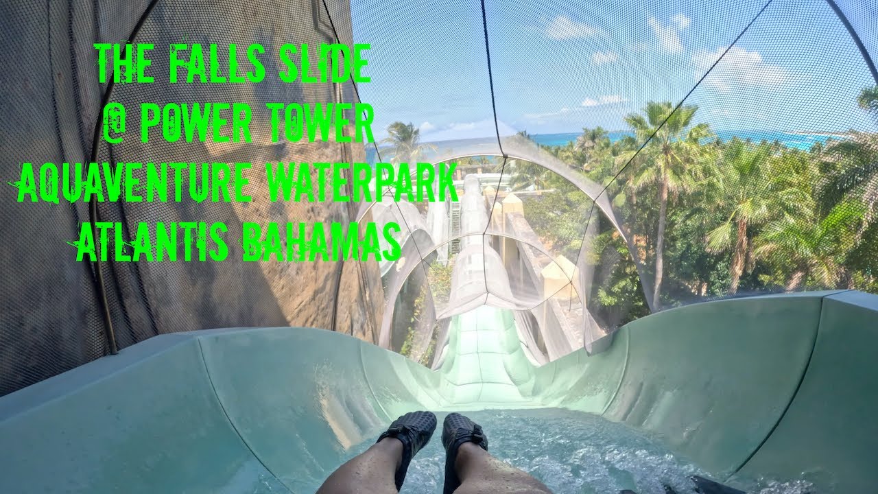 [4K] THE FALLS SLIDE *AQUAVENTURE WATERPARK POWER TOWER* ATLANTIS ...