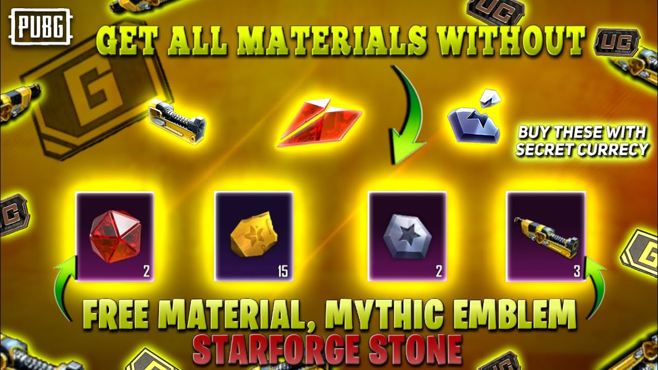Bgmi new Free Material, Mythic Emblem, Starforge Stone, fragments/ New ...