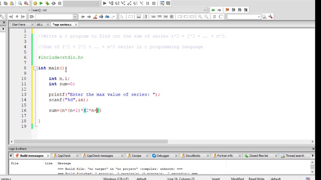 C C Program To Find Out The Sum Of 1 2 2 2 3 2 n 2 Series