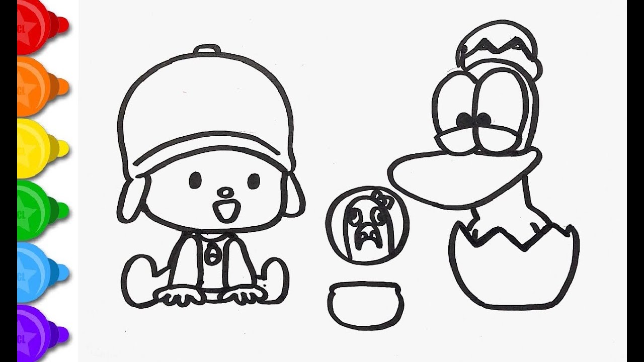 Draw and Color Pocoyo and Pato 👶 ️🦆 Drawings For Kids 🌈 - YouTube