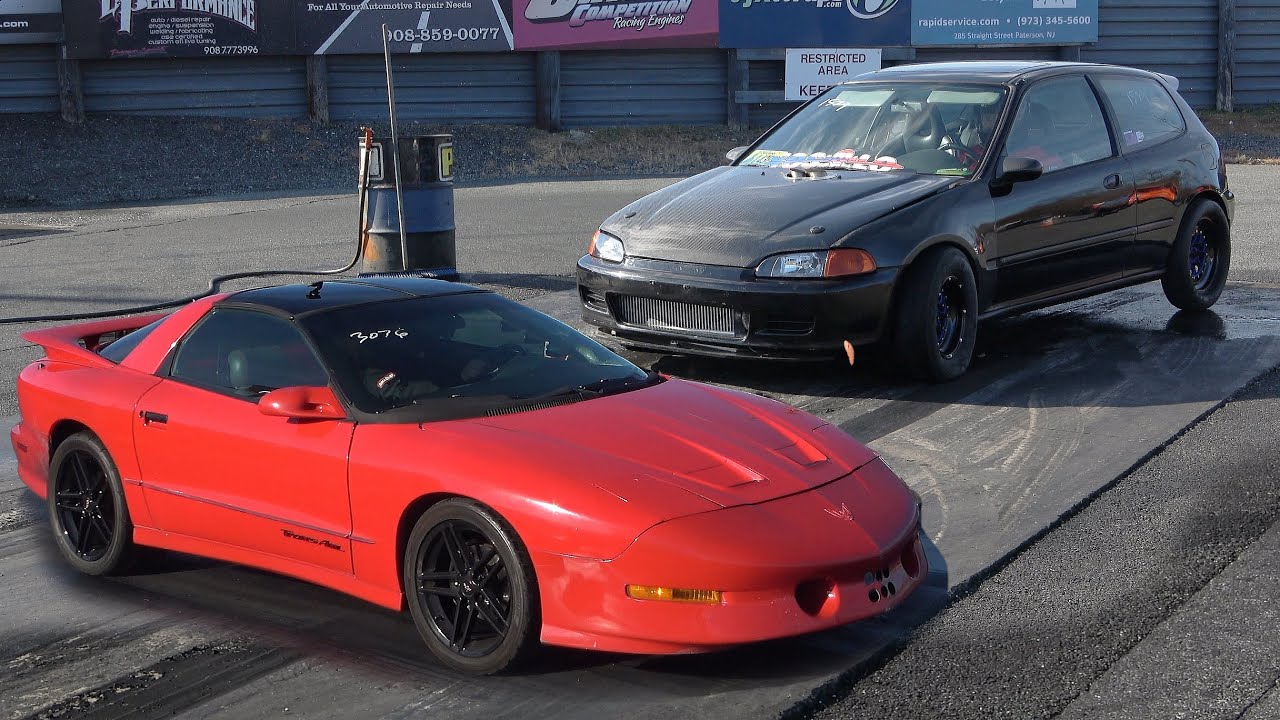 Civic Hatchback vs Trans Am FireBird 2 Round Drag Race - YouTube