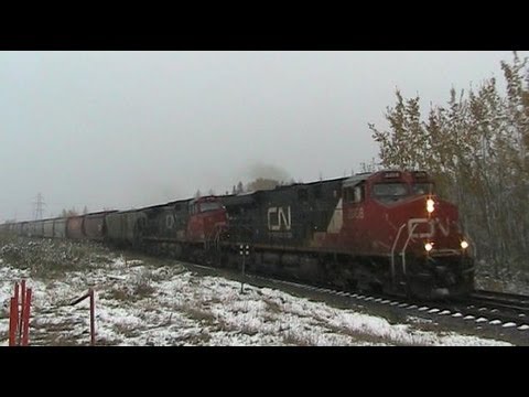 CN Train Spotting: CN 2308 2580 & DPU 8925 Leads CN 303 West At Wabamun AB 10/10 10/10/12 - YouTube