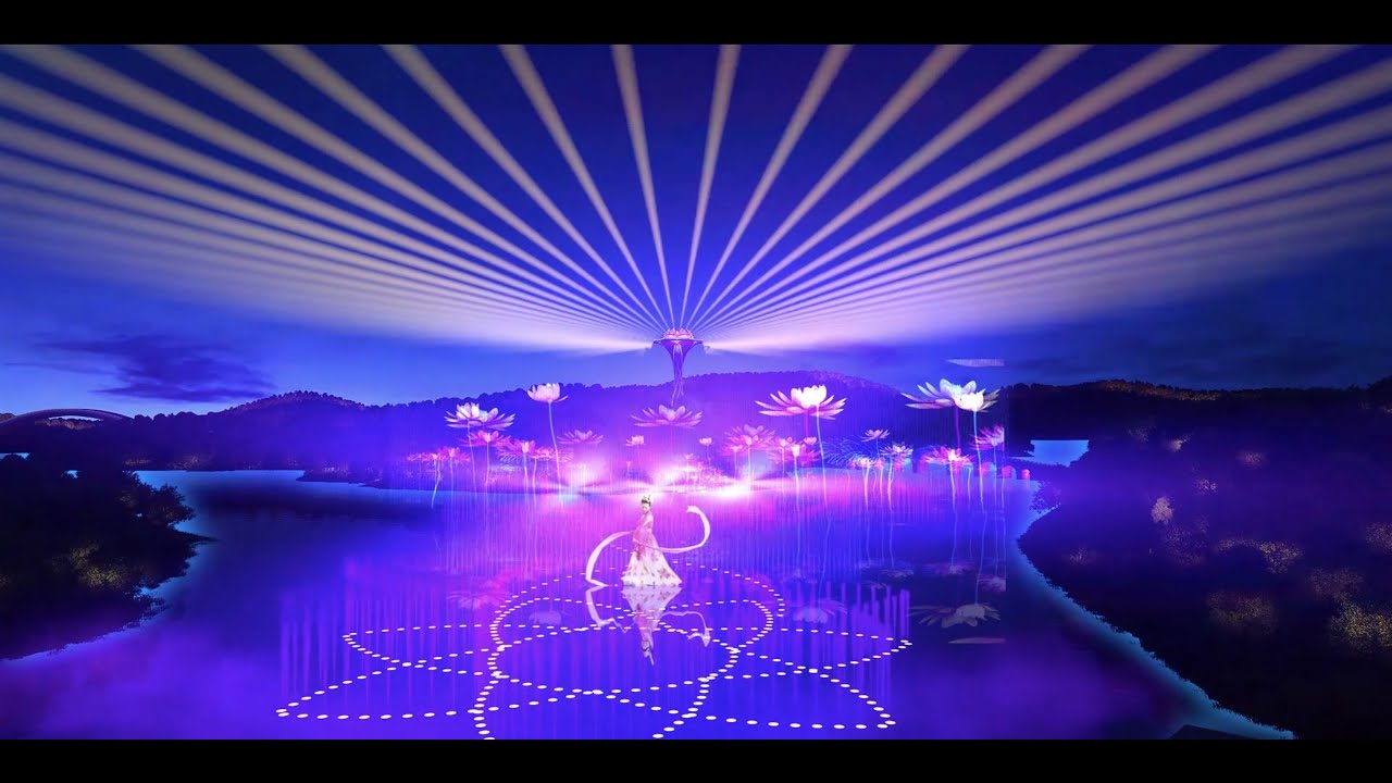 圣莲华彩 Holographic Water Projection Show light show - YouTube