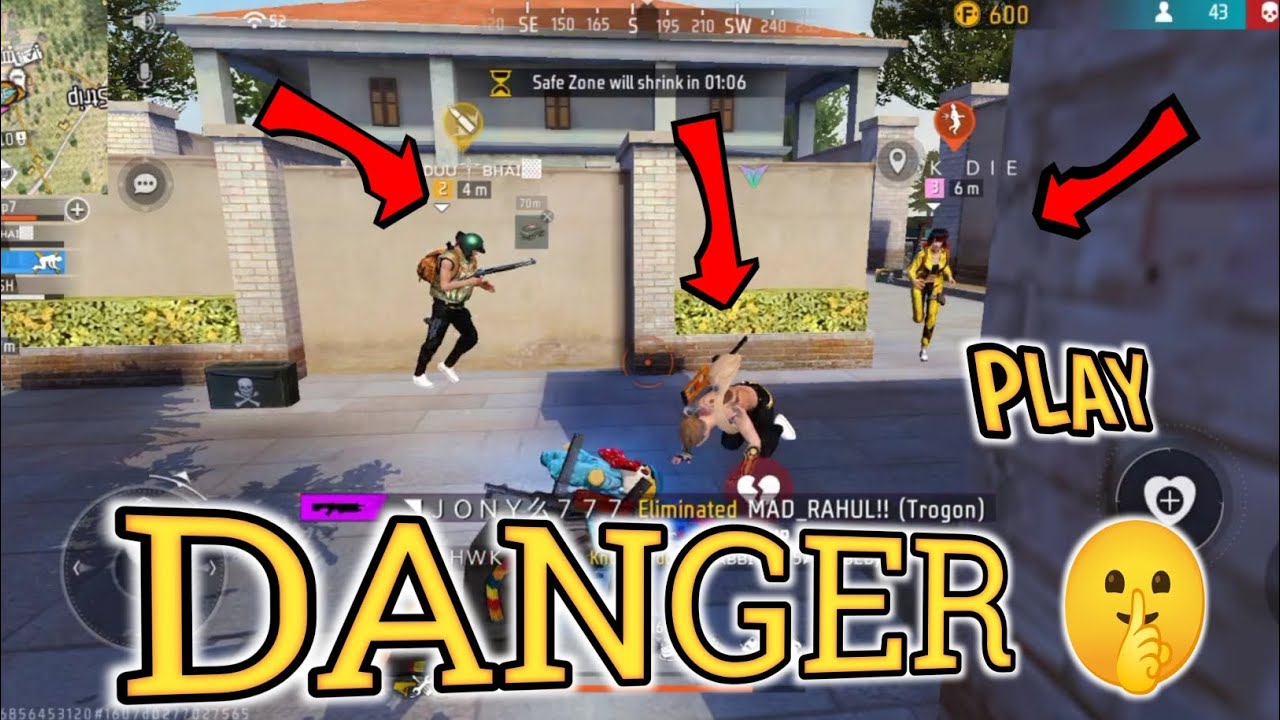 DANGER Play in 3-player only 99% headshot || enjoy free fire India game ...