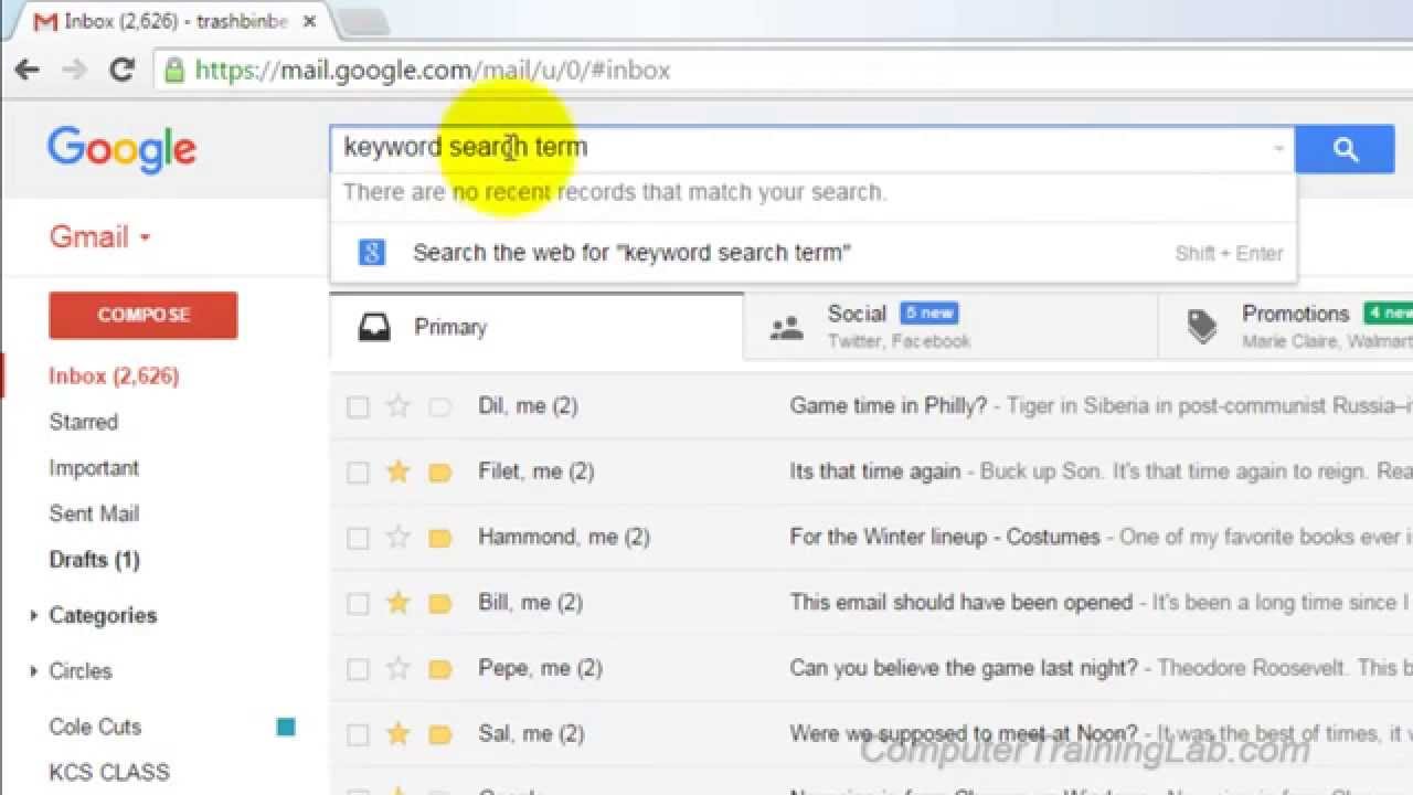 Gmail Email Search Function - YouTube