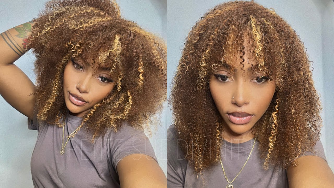 Voluminous Kinky Curly Highlight Bang Wig ft. Curls Curls | PETITE-SUE ...