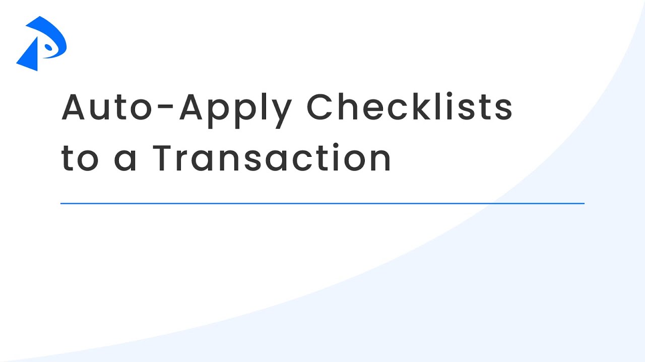 Auto-Apply Checklists to a Transaction (Account Setup Wizard) - YouTube