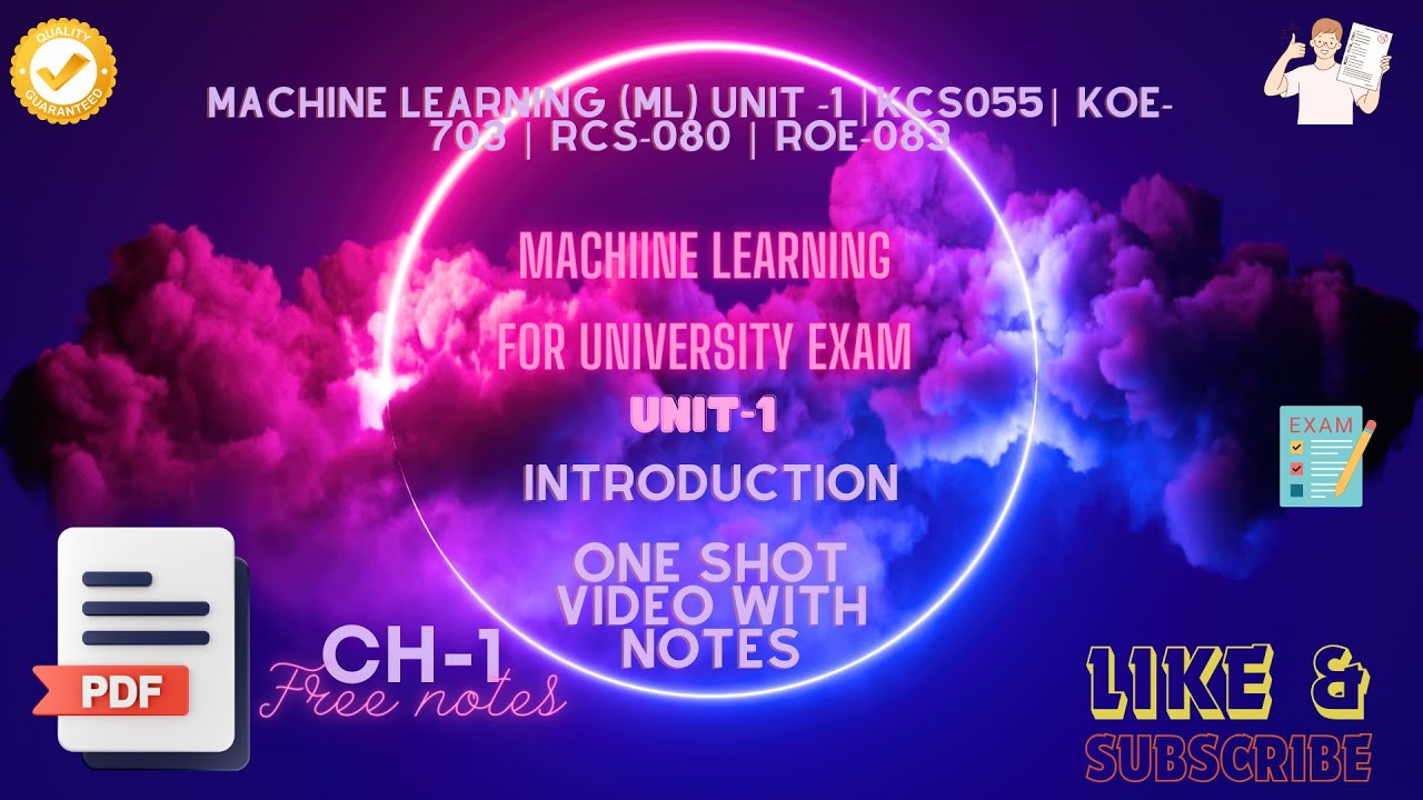 Machine Learning (ML) Unit 1 Full Explanation in One Short |KCS055| KOE ...