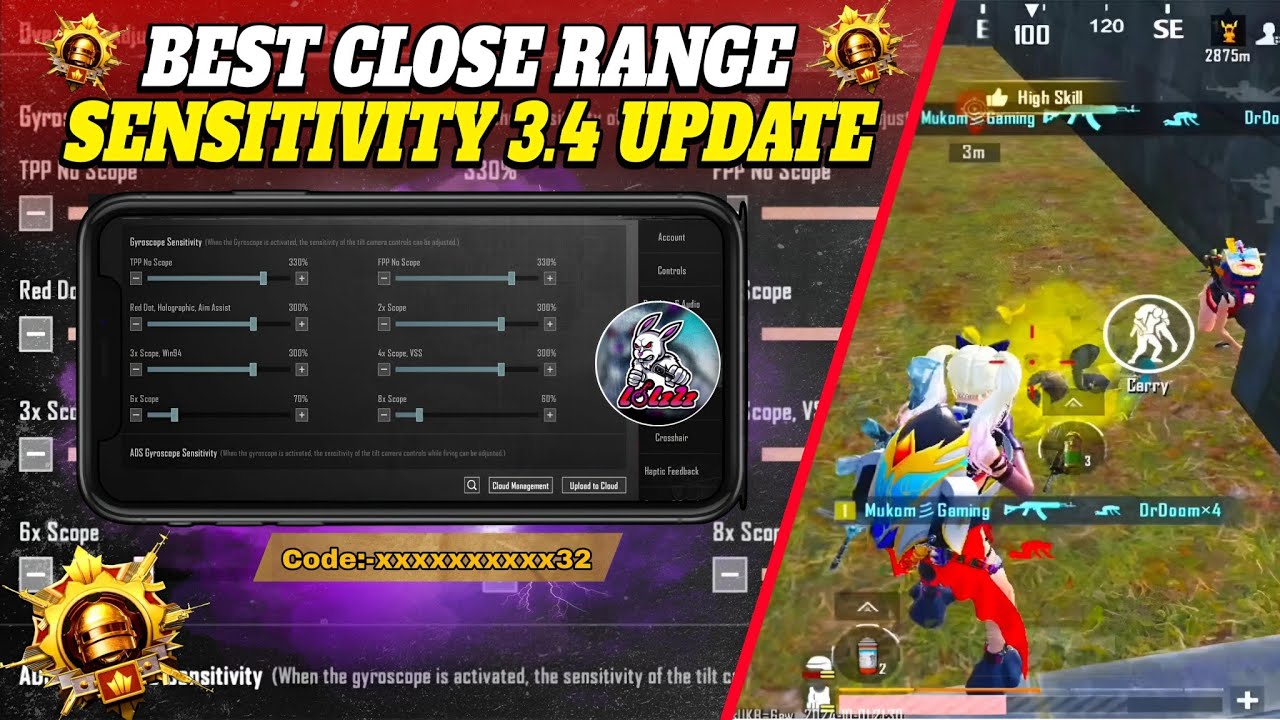 Best Close Range Sensitivity code | 3.4 update Zero Recoil Sensitivity ...