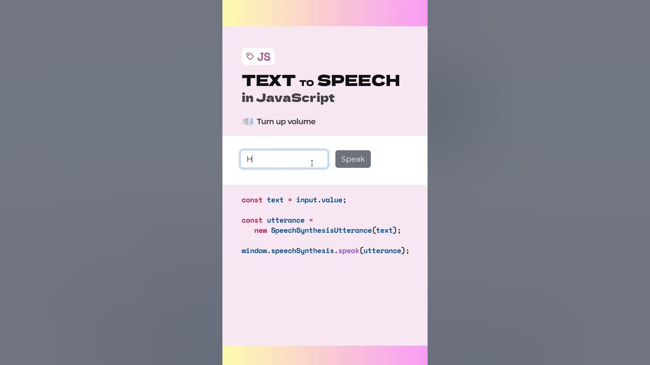 Text To Audio Using Javascript Codewithyash Coding Javascript Texttospeech Youtube