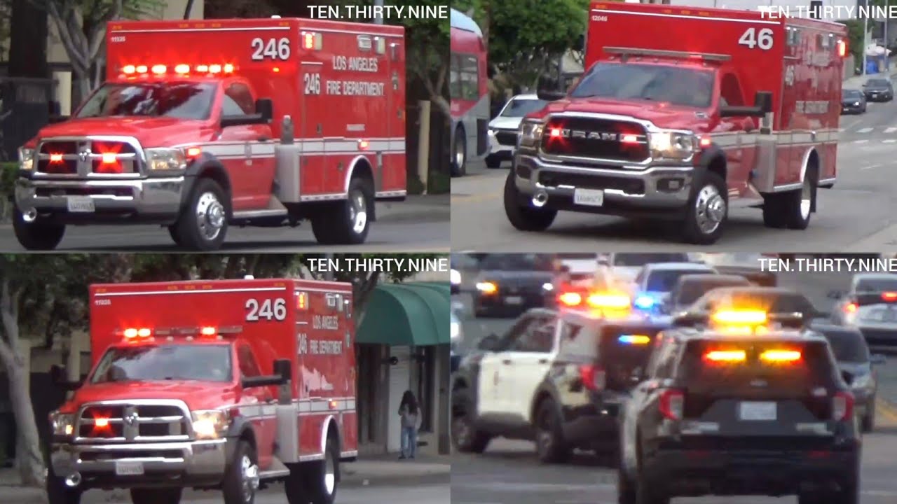 LAFD RA13 RA211 RA246 RA46 LAPD RESPONDING LIGHTS AND SIRENS - YouTube