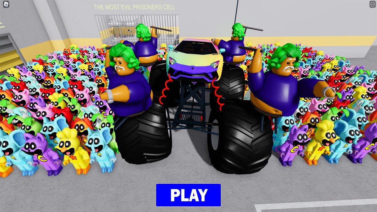MONSTER TRUCK OOMPA LOOMPA BARRY'S PRISON RUN [NEW OBBY] Playing Dogday ...