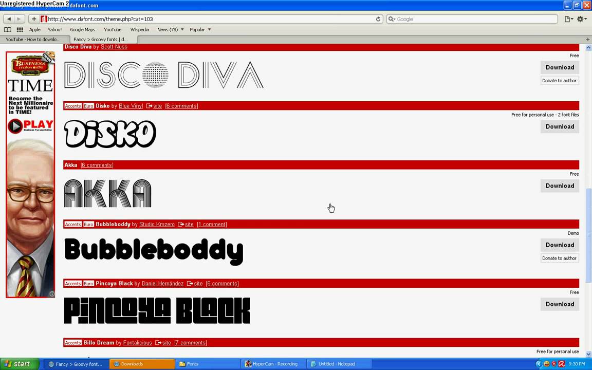 How to dowload fonts from dafont.com Windows XP - YouTube
