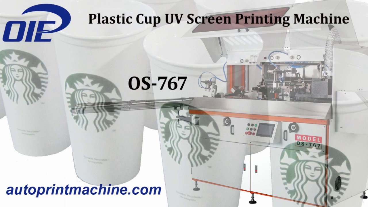 Plastic Cup One Color UV Screen Printing Machine - YouTube