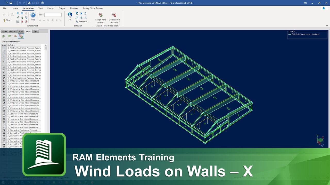 Generating Wind Loads for Walls (X Direction) in RAM Elements - YouTube