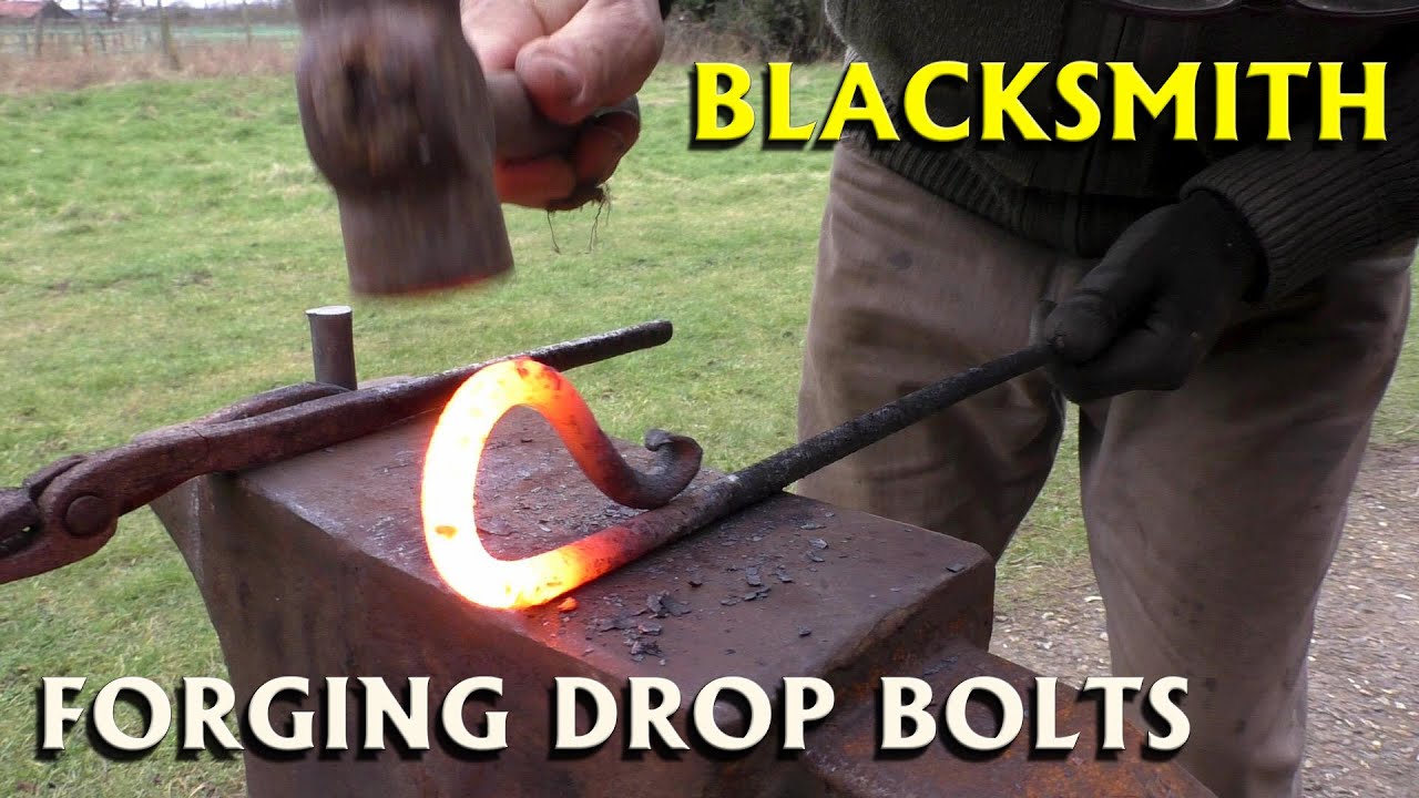 Blacksmith forging the decorative drop bolts for the barn doors. - YouTube