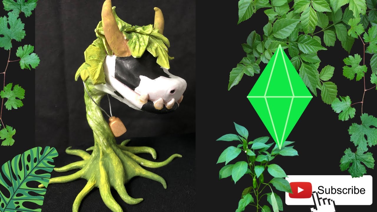 How I Made a Cow Plant from The Sims - Polymer Clay - YouTube