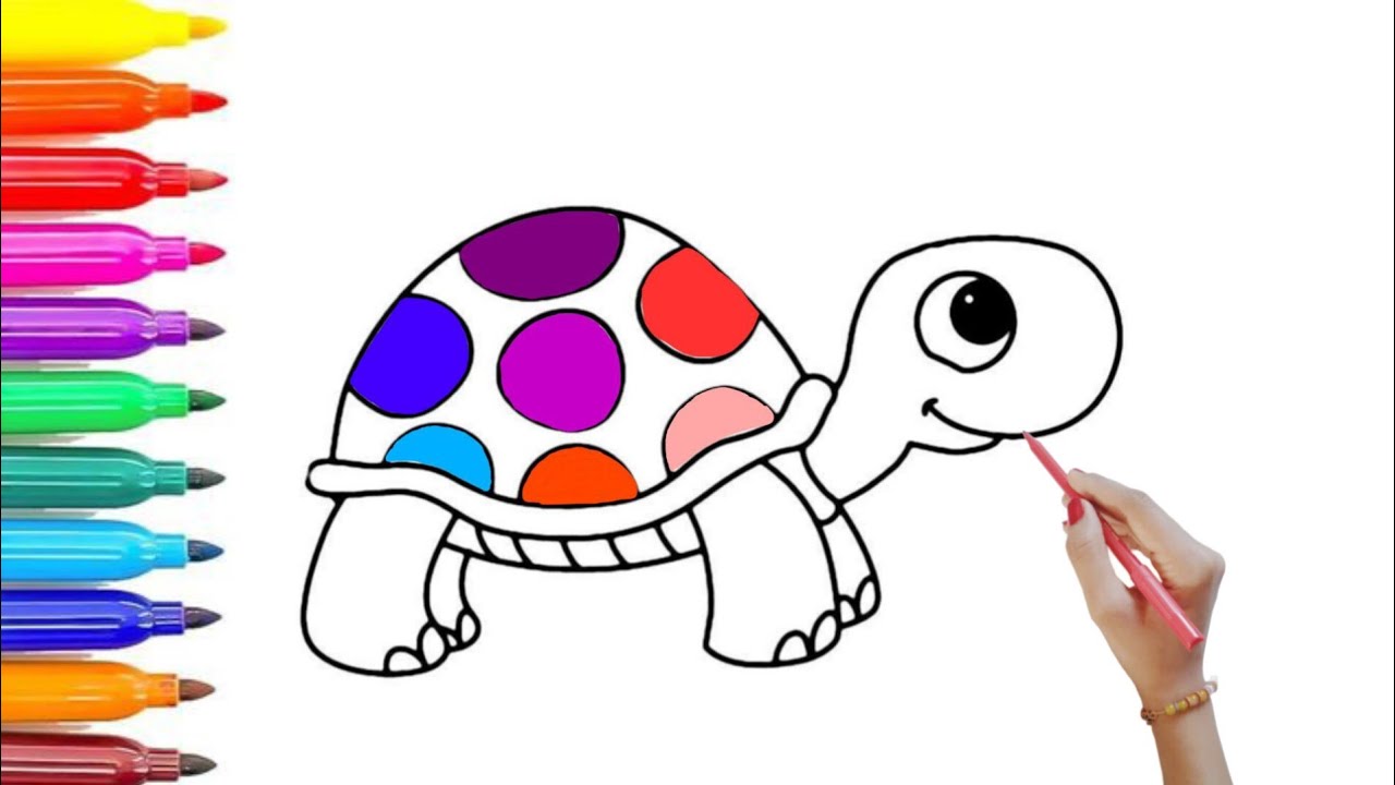 how to draw a turtle 🐢 drawing and coloring a cute turtle , drawing for ...
