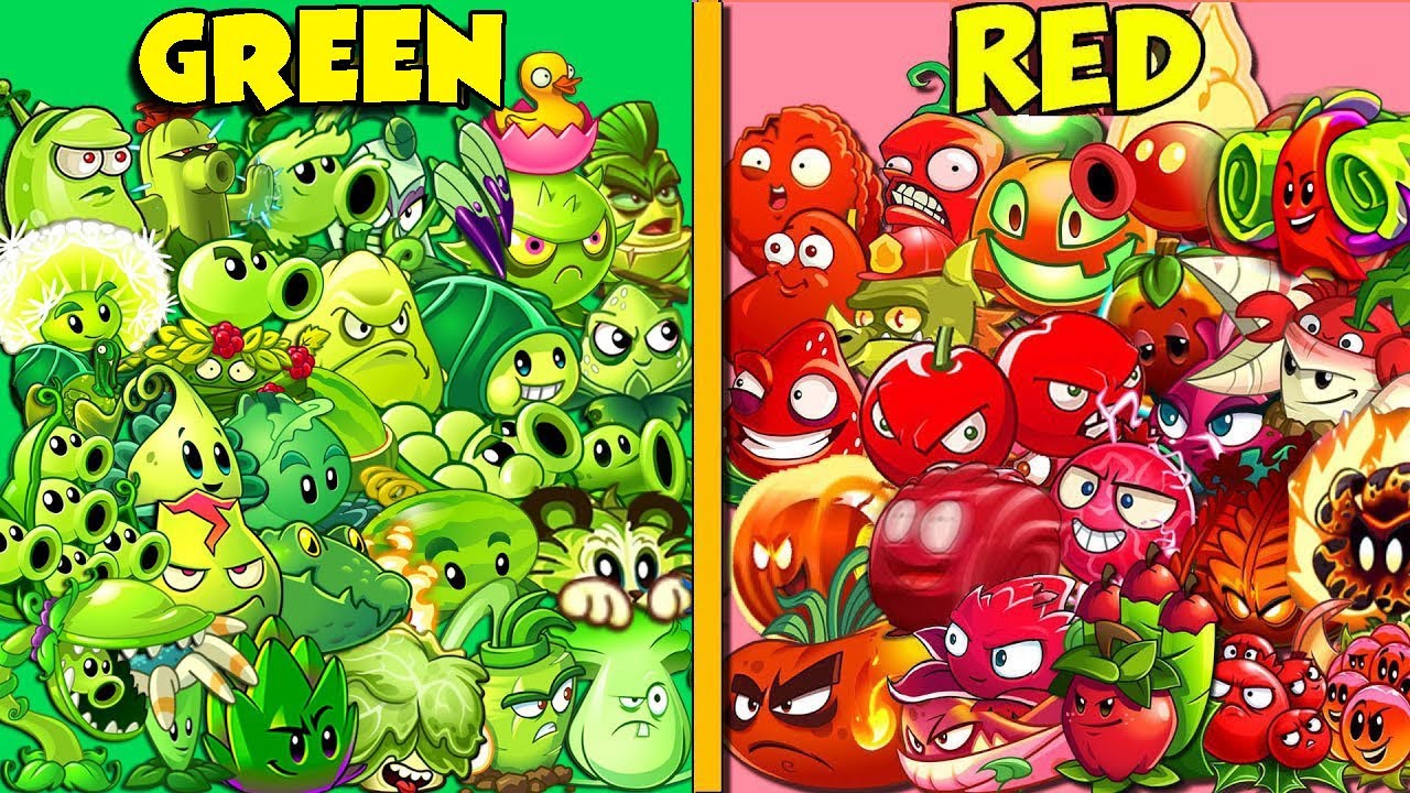 40 Plants Team GREEN vs RED Battlez - Who Will Win? - Pvz 2 Plant vs ...