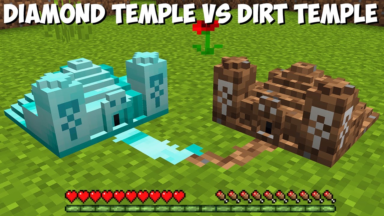 Realistic DIAMOND TEMPLE vs DIRT TEMPLE IN ONE BLOCK in Minecraft ...