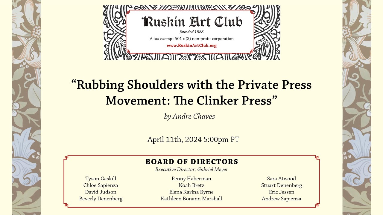 "Rubbing Shoulders with the Private Press Movement: The Clinker Press ...