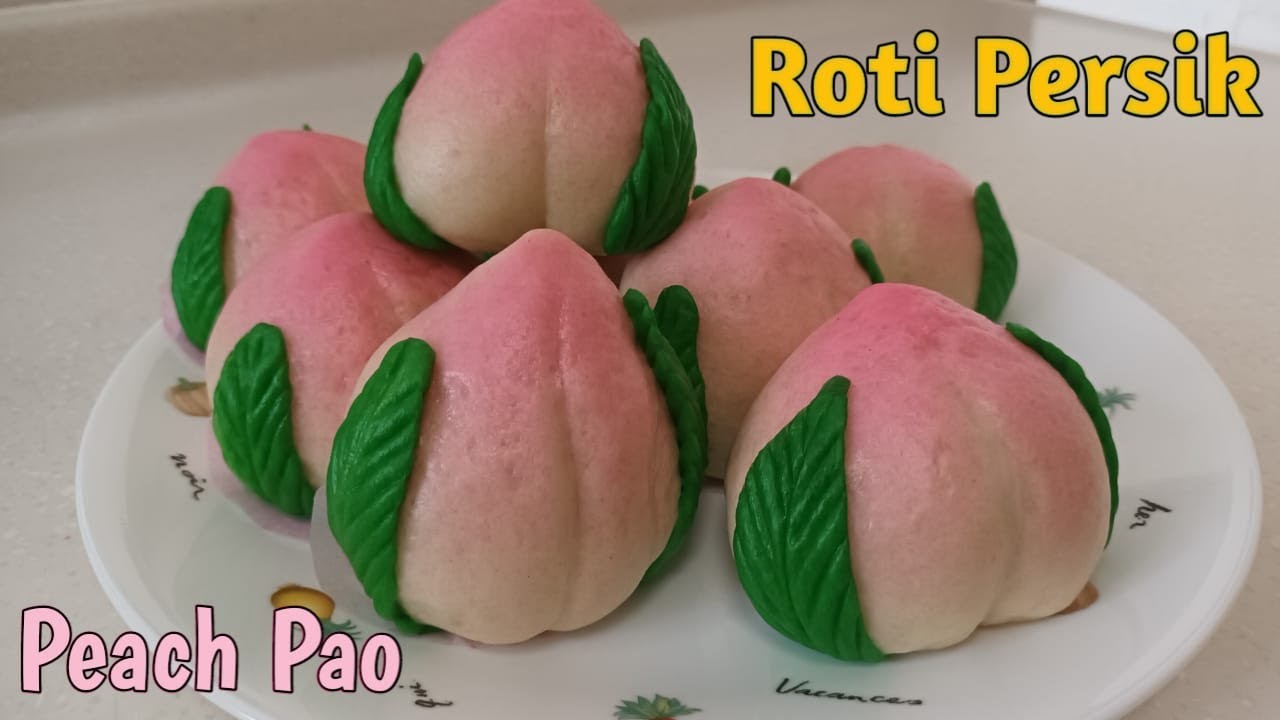 Bakpao Motif Buah Persik/Roti panjang Umur Tanpa telur,Tanpa Margarin ...