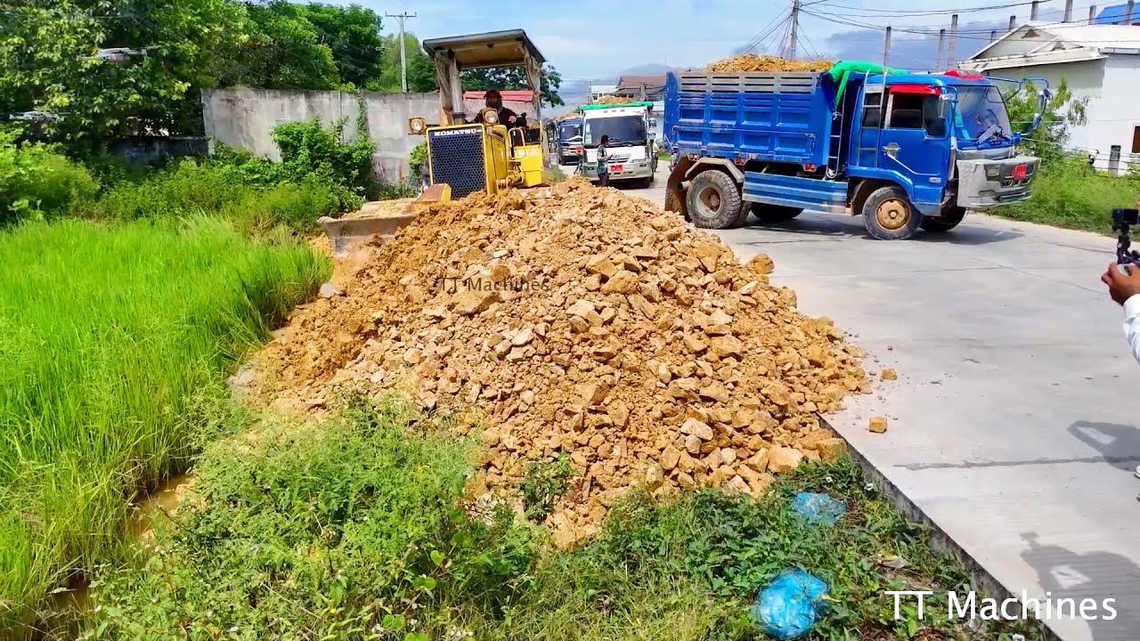 Full Processing VDO 4h Land Filling Up Huge Land Use Dozer Push Stone ...