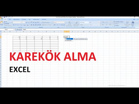 Karekök Alma; Excel