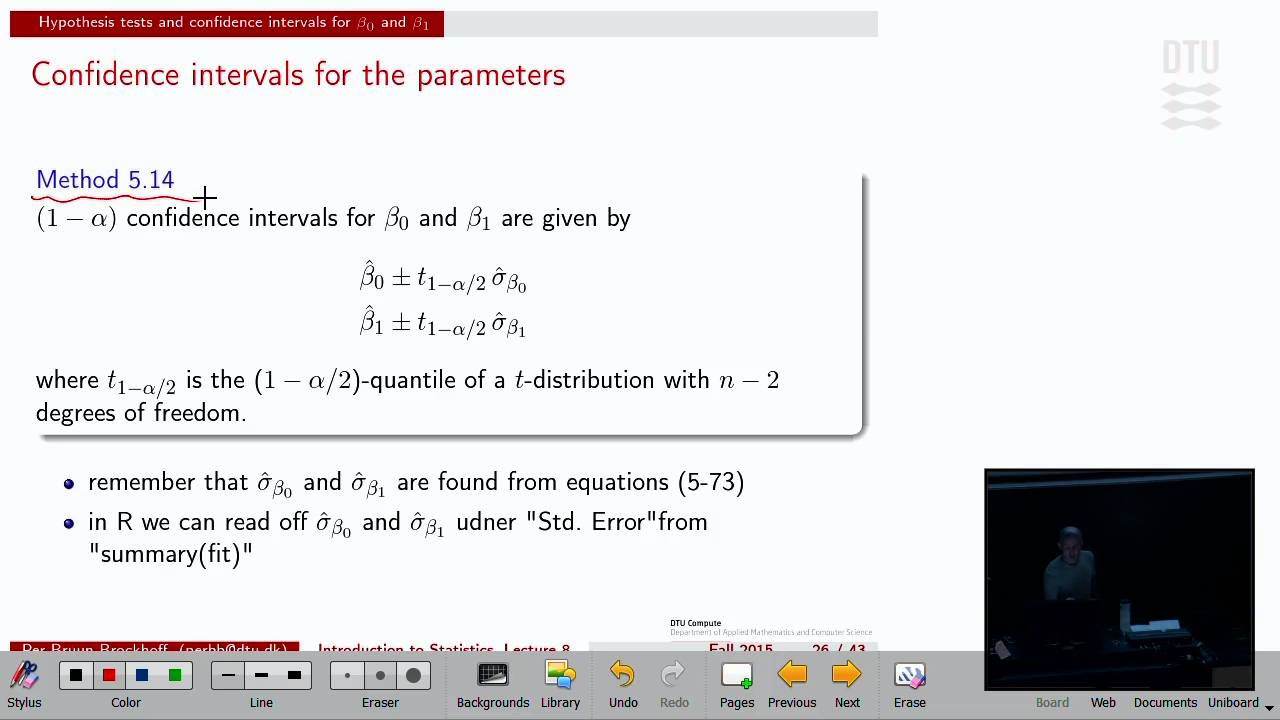 Lec 8E: Hypothesis tests and confidence interval for the intercept and ...