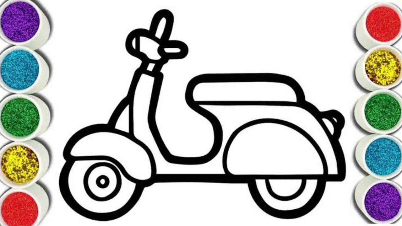 how to draw a scooter step by step #scooter drawing painting colouring ...