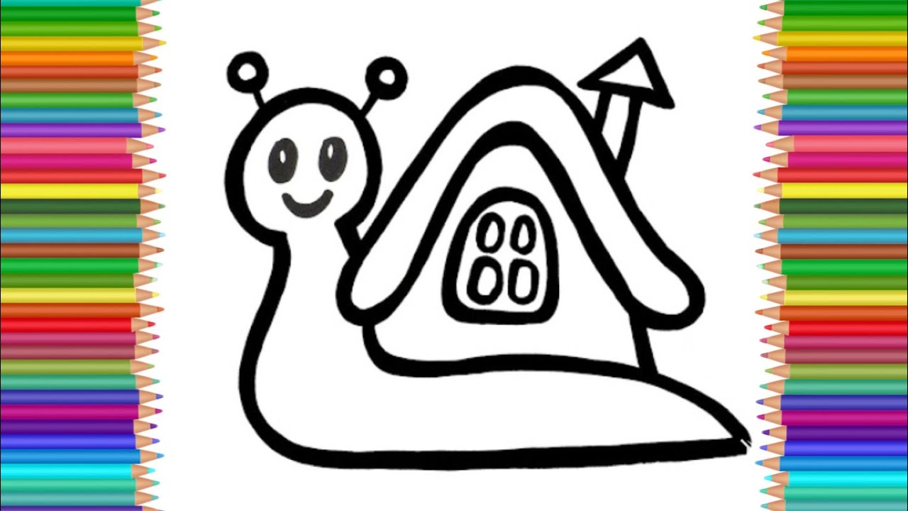 Drawing a funny and smiling snail |How to draw a cute snail| Easy snail ...