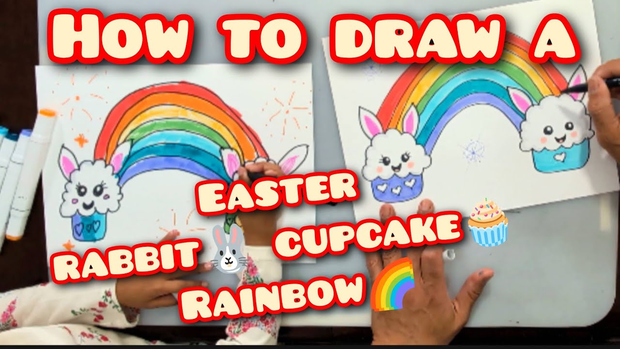 How to draw an Easter rabbit 🐰 cupcake 🧁 - YouTube