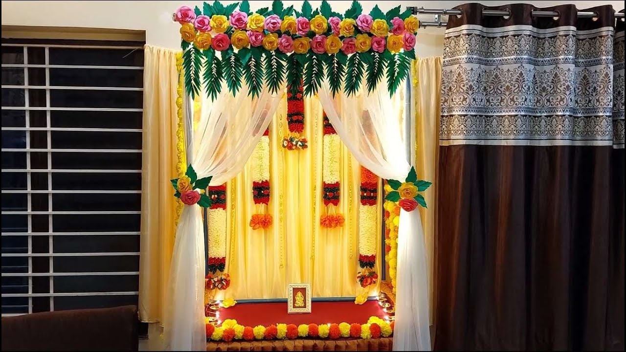 Simple Ganapati Decoration Ideas at Home | Ganapati Decoration | Ganesh ...