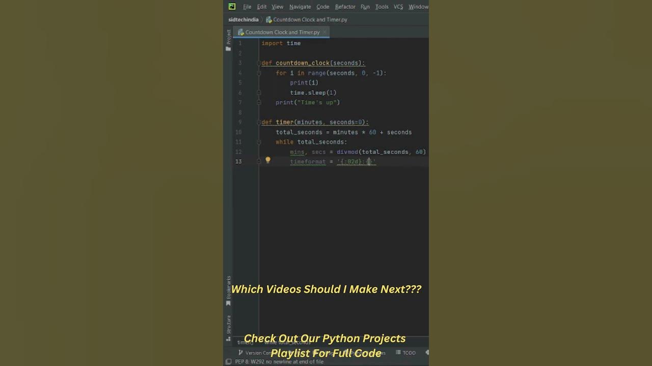 Countdown Clock And Timer In Python Trick 🤫 Countdown Clock Timer Python Coding
