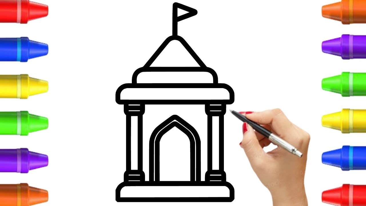 How To Draw Mandir / Drawing for Kids / Step by Step Drawing / - YouTube
