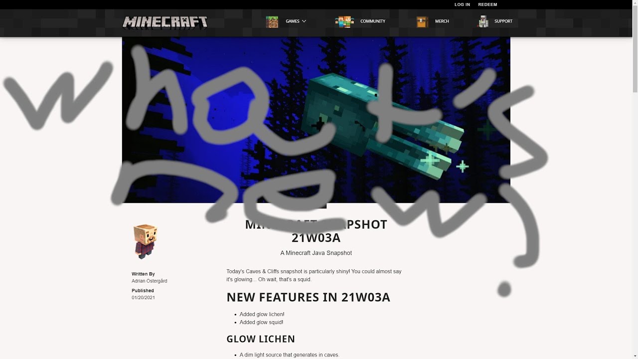Minecraft Snapshot 21w03a: The Glow Squid is here! - YouTube
