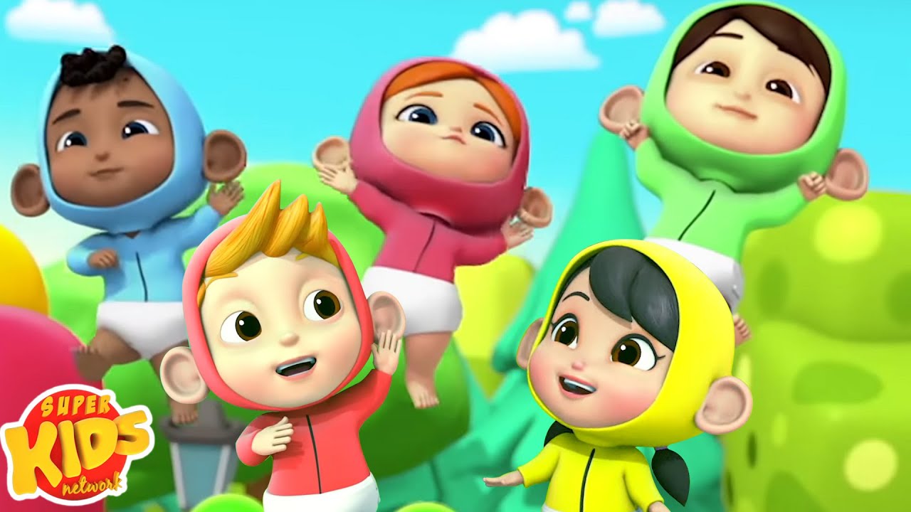 Five Little Babies Jumping On The Bed | Nursery Rhymes and Kids Songs ...