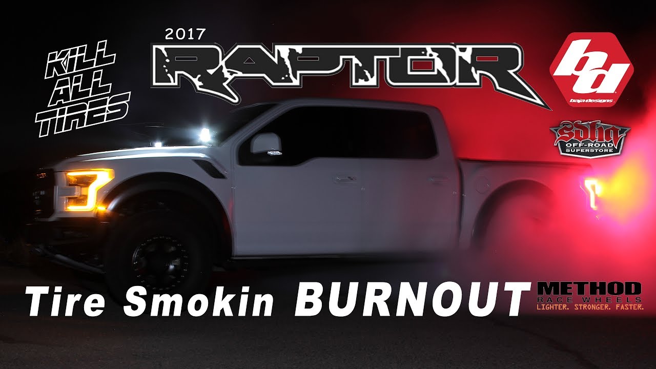 Tire Smoking BURNOUT - 2017 Ford F150 Raptor - YouTube