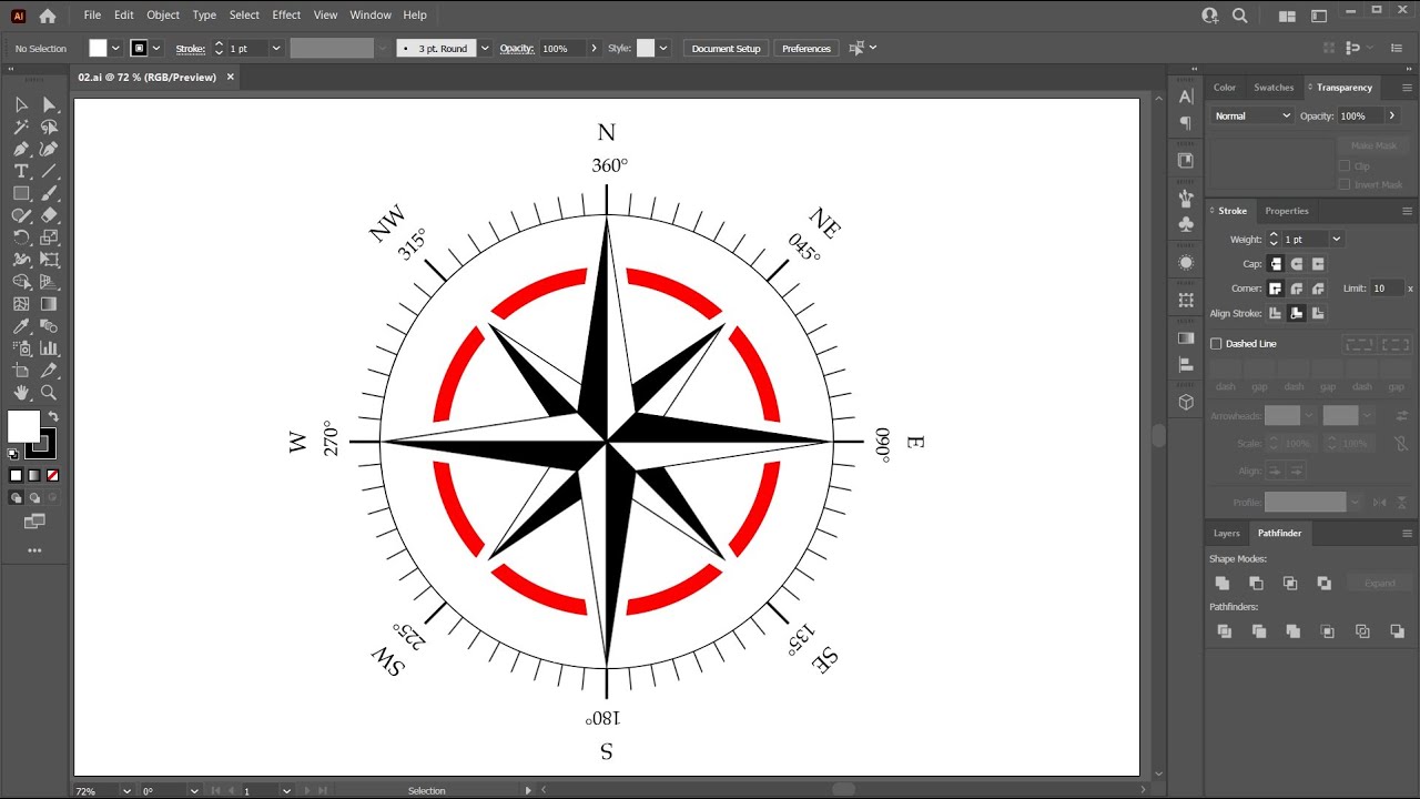 How to Draw a Compass Rose in Adobe Illustrator - YouTube