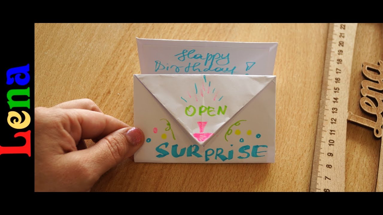 Überraschungskarte Geburtstag Umschlag Emoji Pull Tab Origami envelope ...