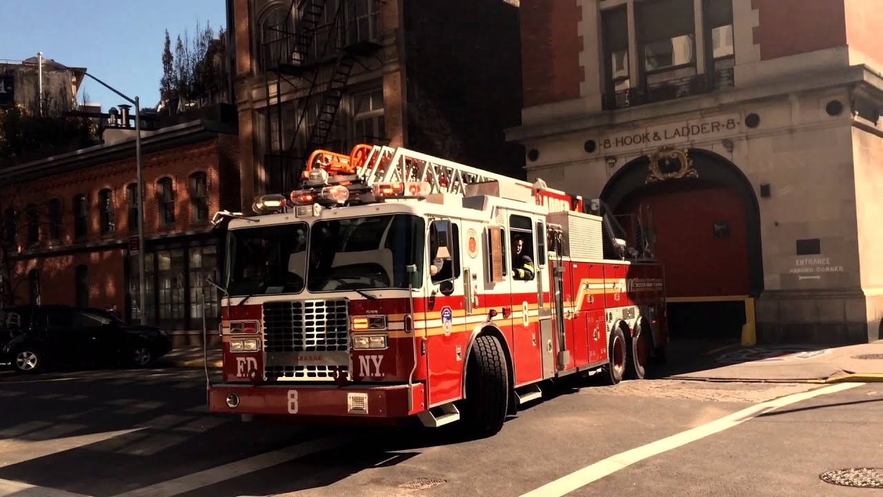 FDNY LADDER 8 RESPONDING FROM HOUSE IN NYC - YouTube