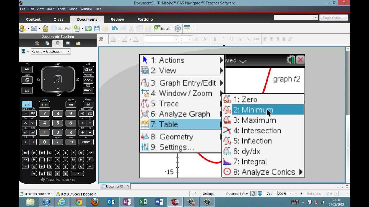 TI-Nspire Tutorial 3 - Graphing - Finding max or min - YouTube