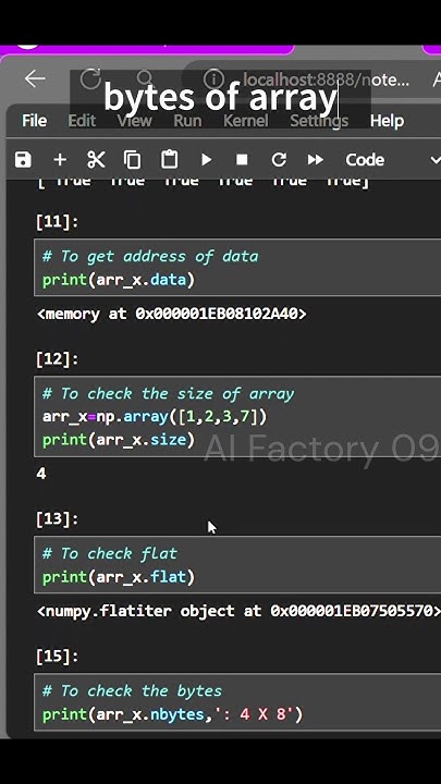 Address Size Flat Bytes Shape Of Array In Numpy Shorts Numpy Python Program Education