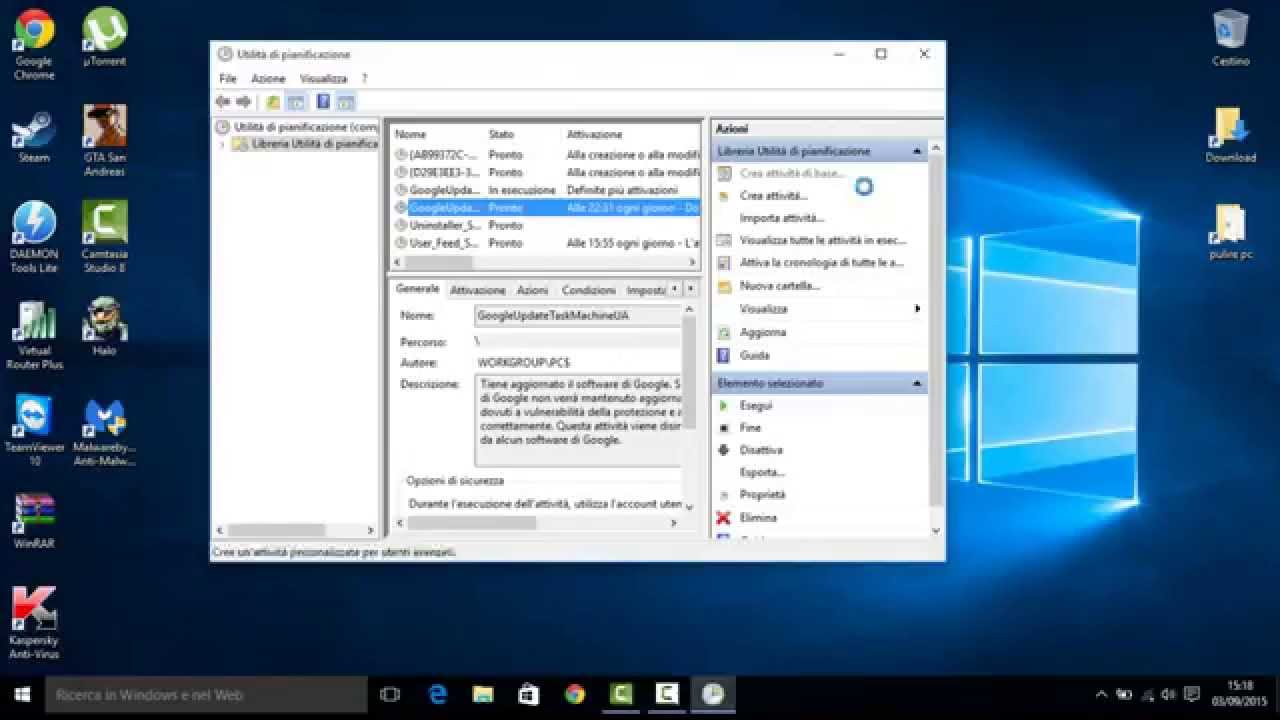 Spegnimento automatico windows 10 - YouTube