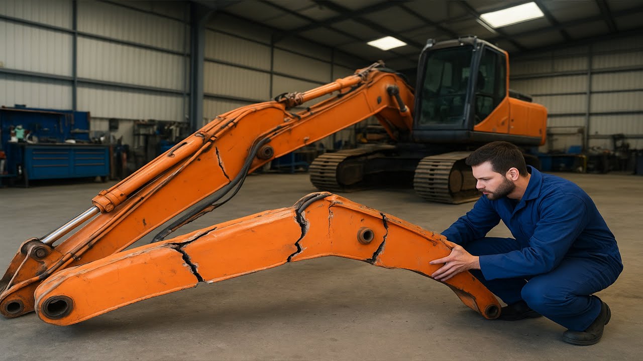 Amazing technique for excavator boom line boring paworful joint # ...
