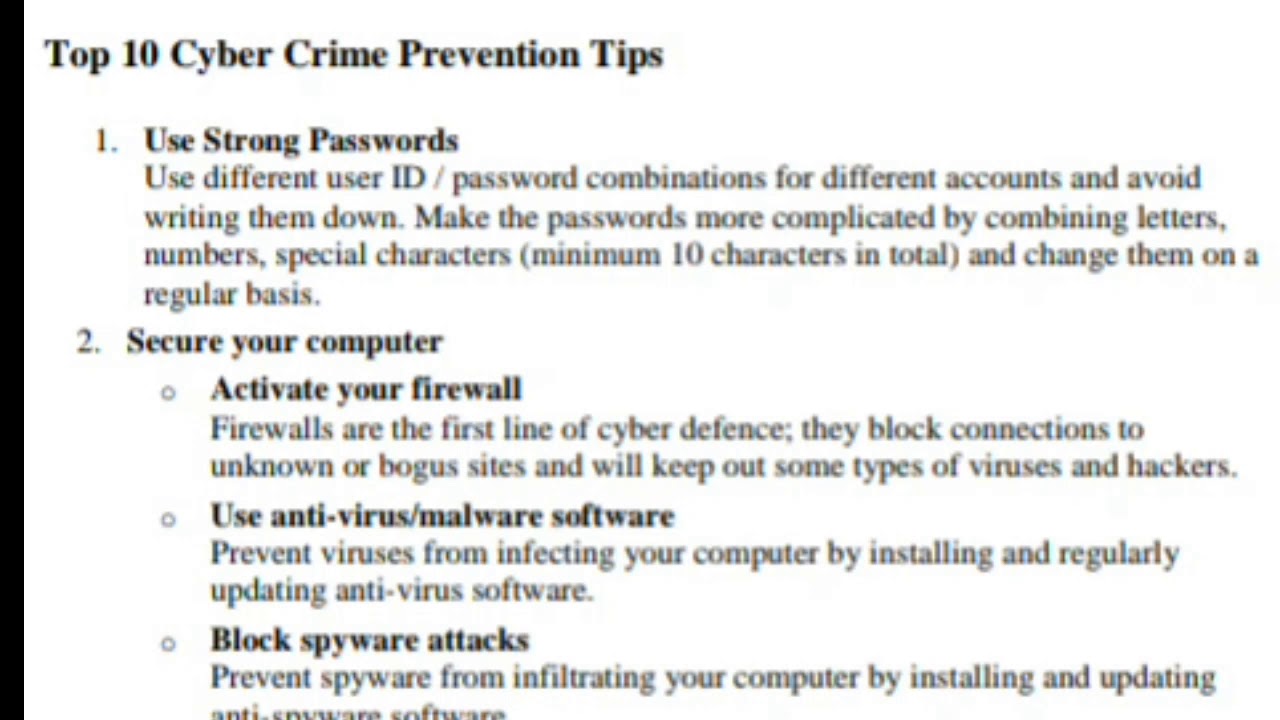 Top 10 Cyber Crime Prevention Tips UG Computer science Hons Notes - YouTube