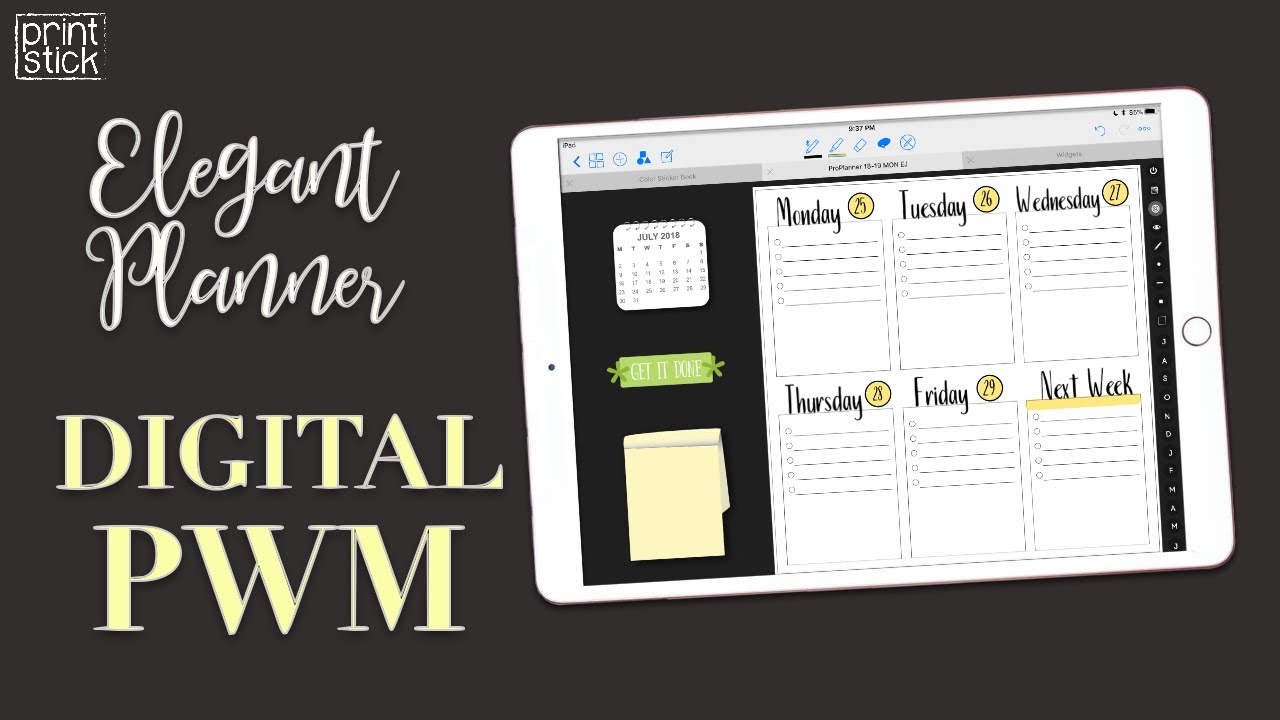 Digital Plan With Me - Print Stick’s Elegant Planner - YouTube